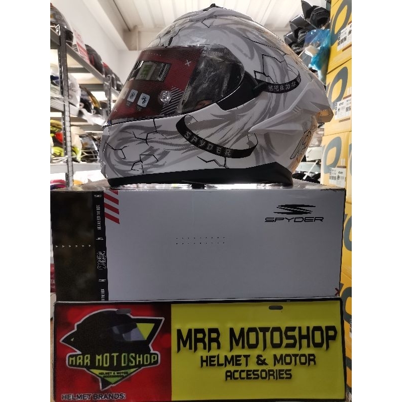 spyder rogue+ ravage artic white silver fulface helmet | Shopee Philippines
