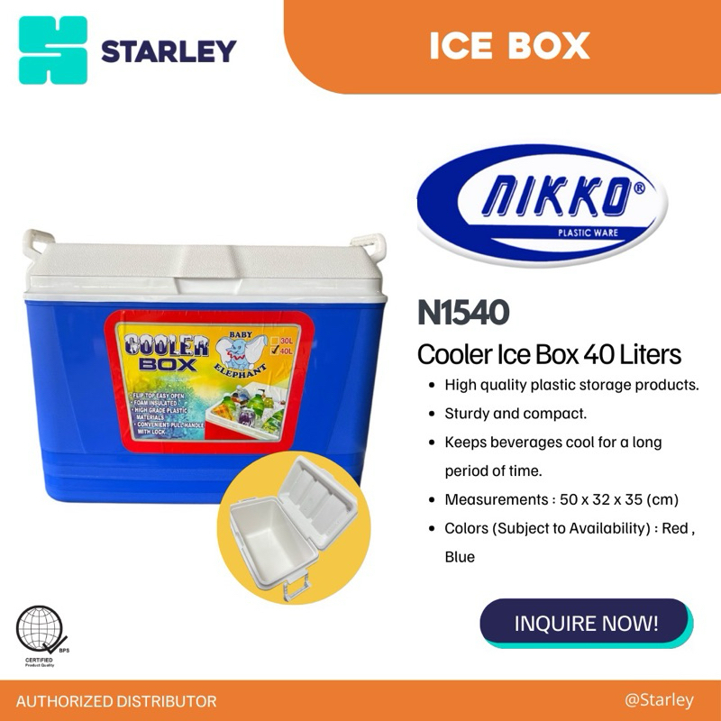 NIKKO Cooler Ice Box 40 Liters (N1540) | Shopee Philippines