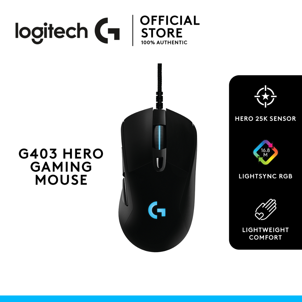 Logitech Gaming Mouse G403 Hero Wired 25K Sensor, 25,600 DPI, RGB ...