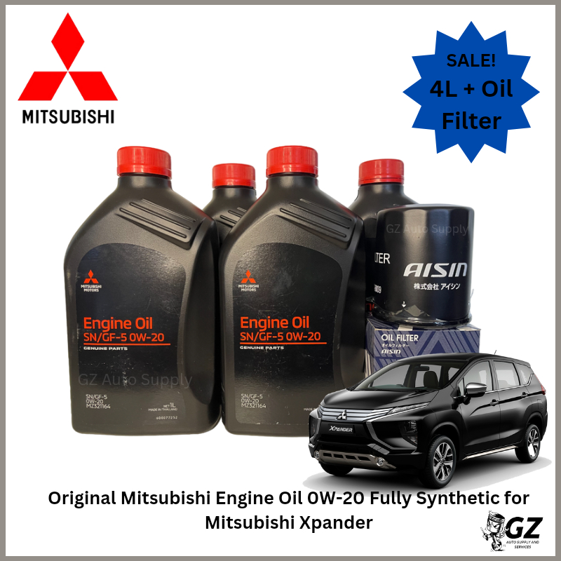 Mitsubishi Engine Oil Change Package 0W-20 4L + Aisin Oil Filter for Xpander | Genuine Synthetic ...