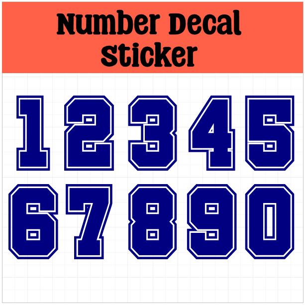 new Decal NUMBER With Outline Vinyl Sticker Numbers Stickers ...