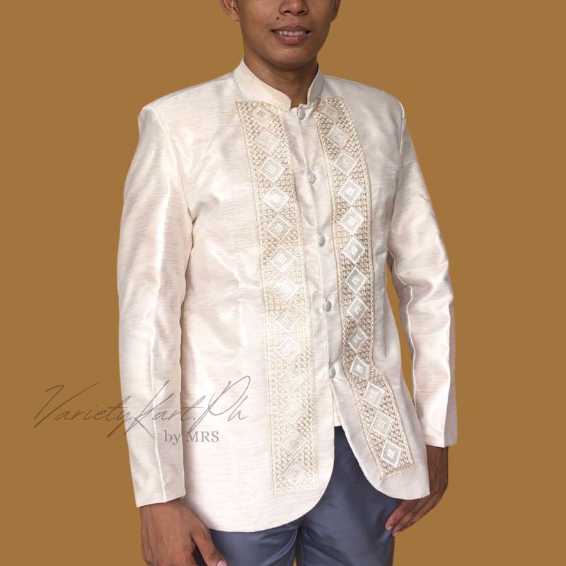 Piña/Offwhite Ethnic Coat Barong Plain Collar | Shopee Philippines