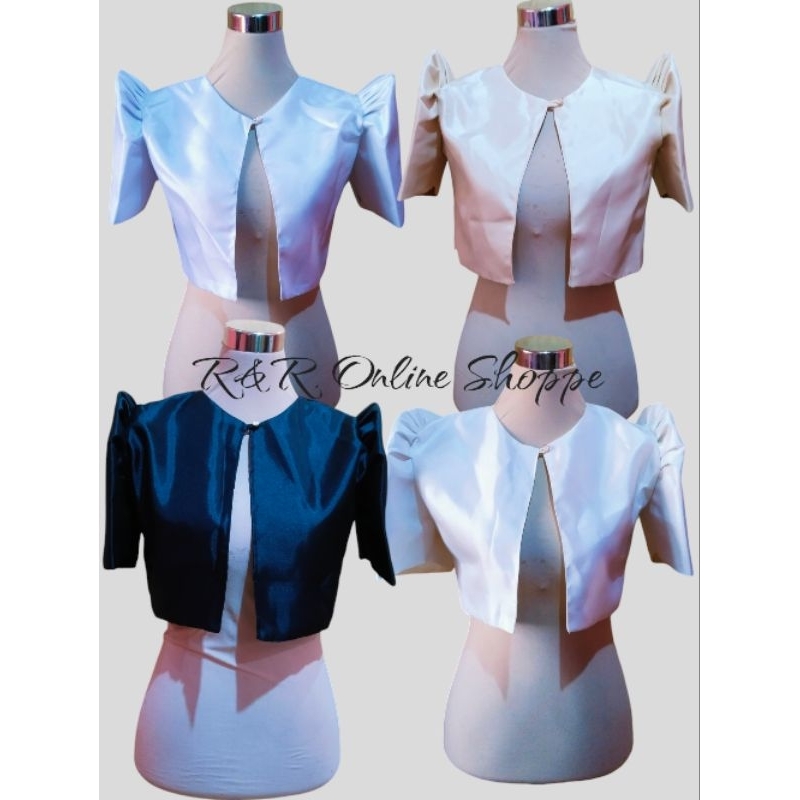 Modern Filipiñiana Bolero Satin/Semi Crop Top/Actual Photo | Shopee ...