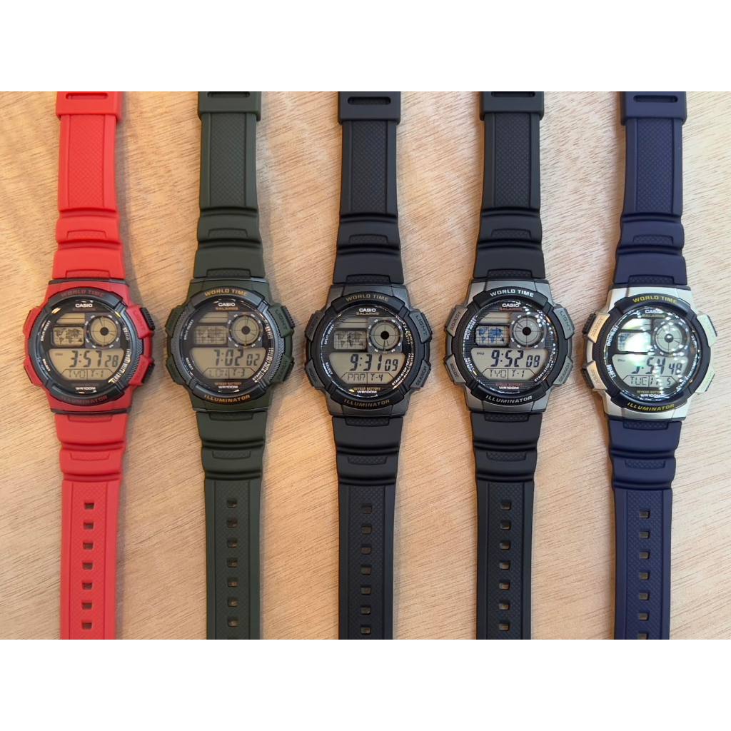 ORIGINAL CASIO World Time Digital Resin Band Unisex Watch AE-1000W Series / CASIO AE-1000W-1A ...