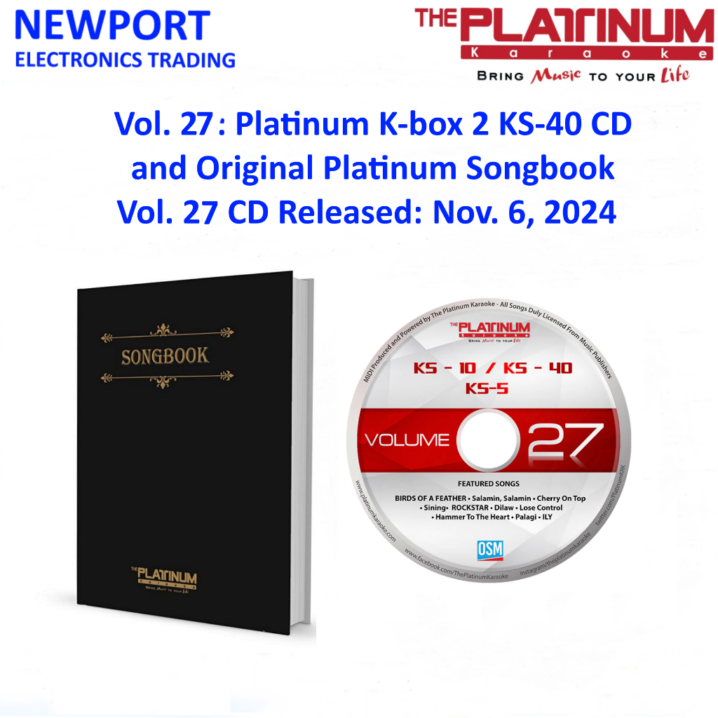 Volume 27 Karaoke CD for Platinum K-box 2 KS-40 and Platinum Songbook with Complete Song Lists ...