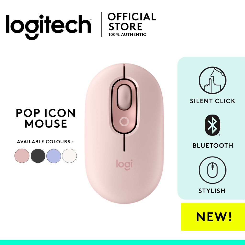 Logitech Pop Icon Mouse 24-month Battery Life Silent Wireless Mouse with Customizable Action ...