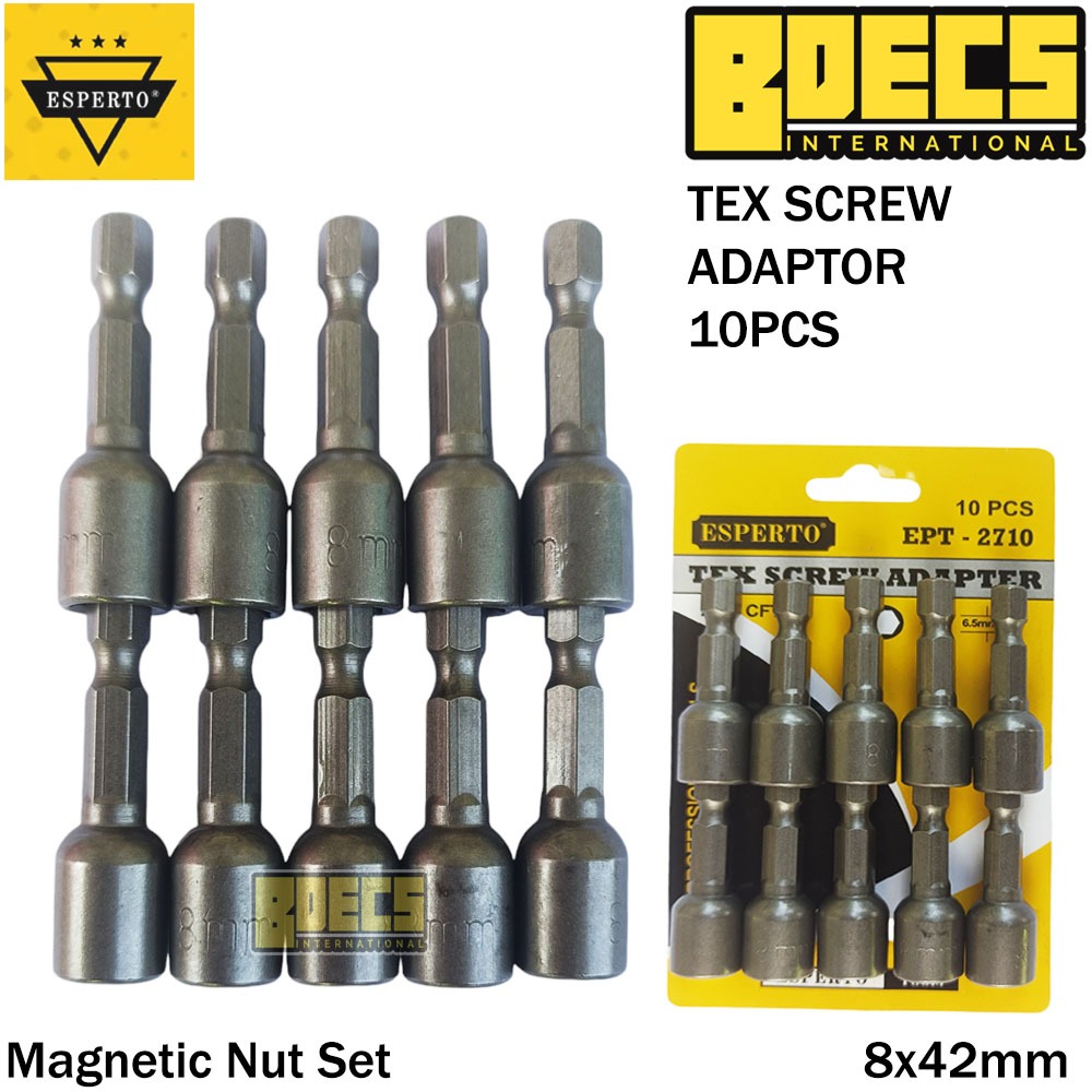 ESPERTO Magnetic Nut Tex Screw Adaptor Heavy Duty High Quality (10pcs ...