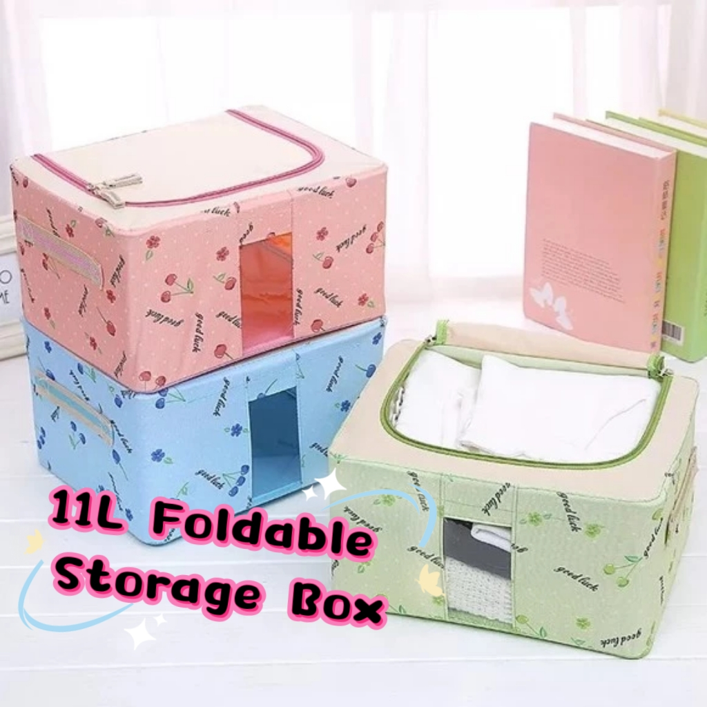TNC Foldable Storage Box Steel Frame (11Liters Box Organizer) | Shopee ...