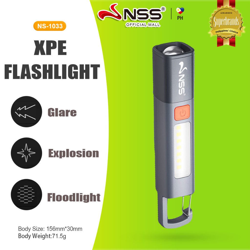 NSS XPE Flashlight USB Charge Waterproof Household Outdoor Super Bright ...