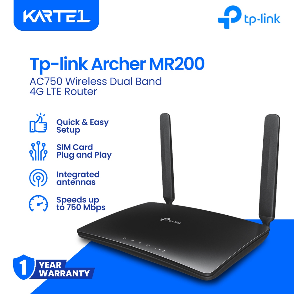 TP-Link Archer MR200 AC750 Wireless Dual Band 4G LTE Router | Shopee ...