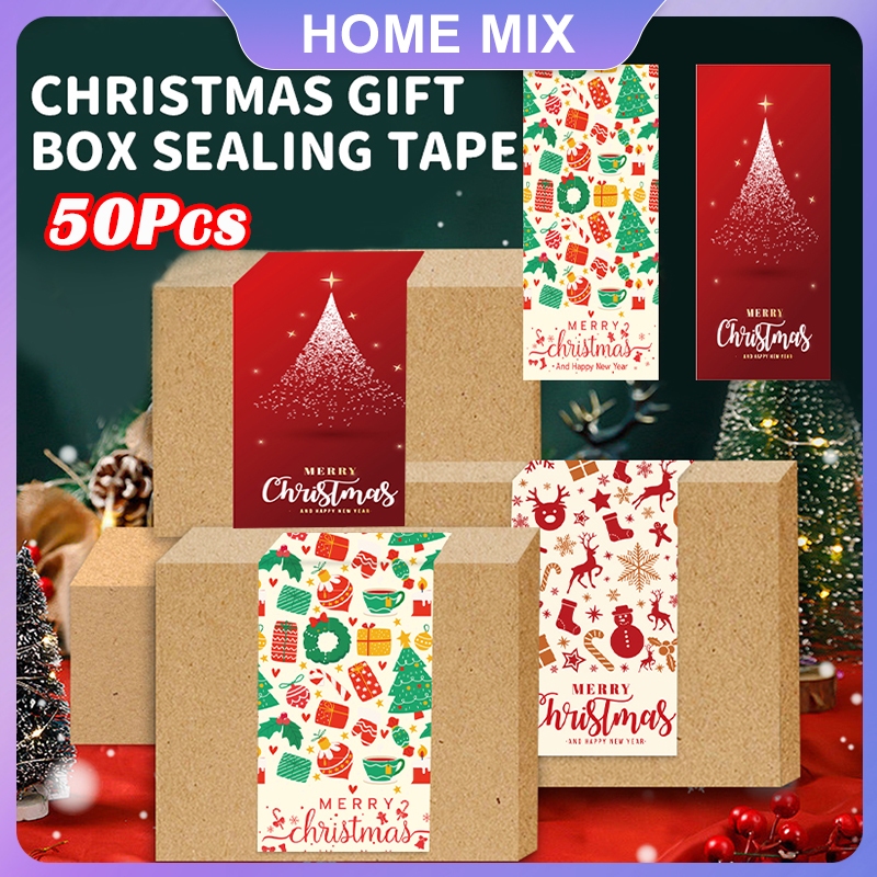 50Pcs Merry Christmas Sticker DIY Gift Box Package Christmas Sticker ...