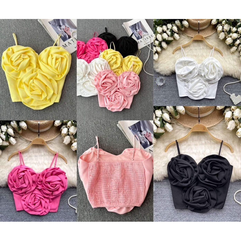 3D Flower top stretchable fabric | Shopee Philippines