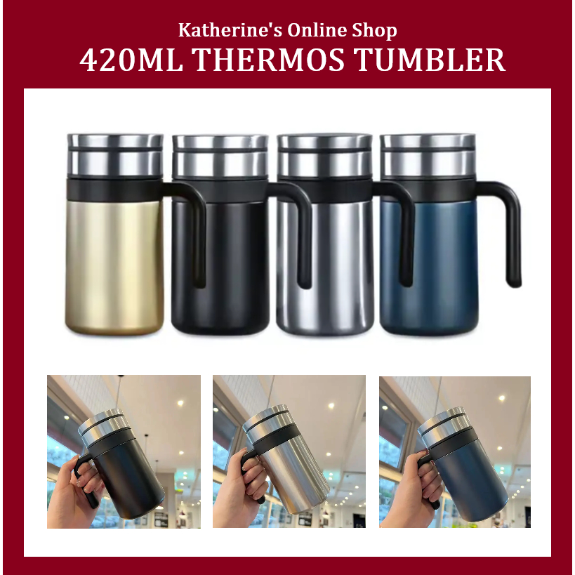 420ml Stainless Steel Thermos Mugs Office Cup With Handle Insulated Tea | Shopee Philippines