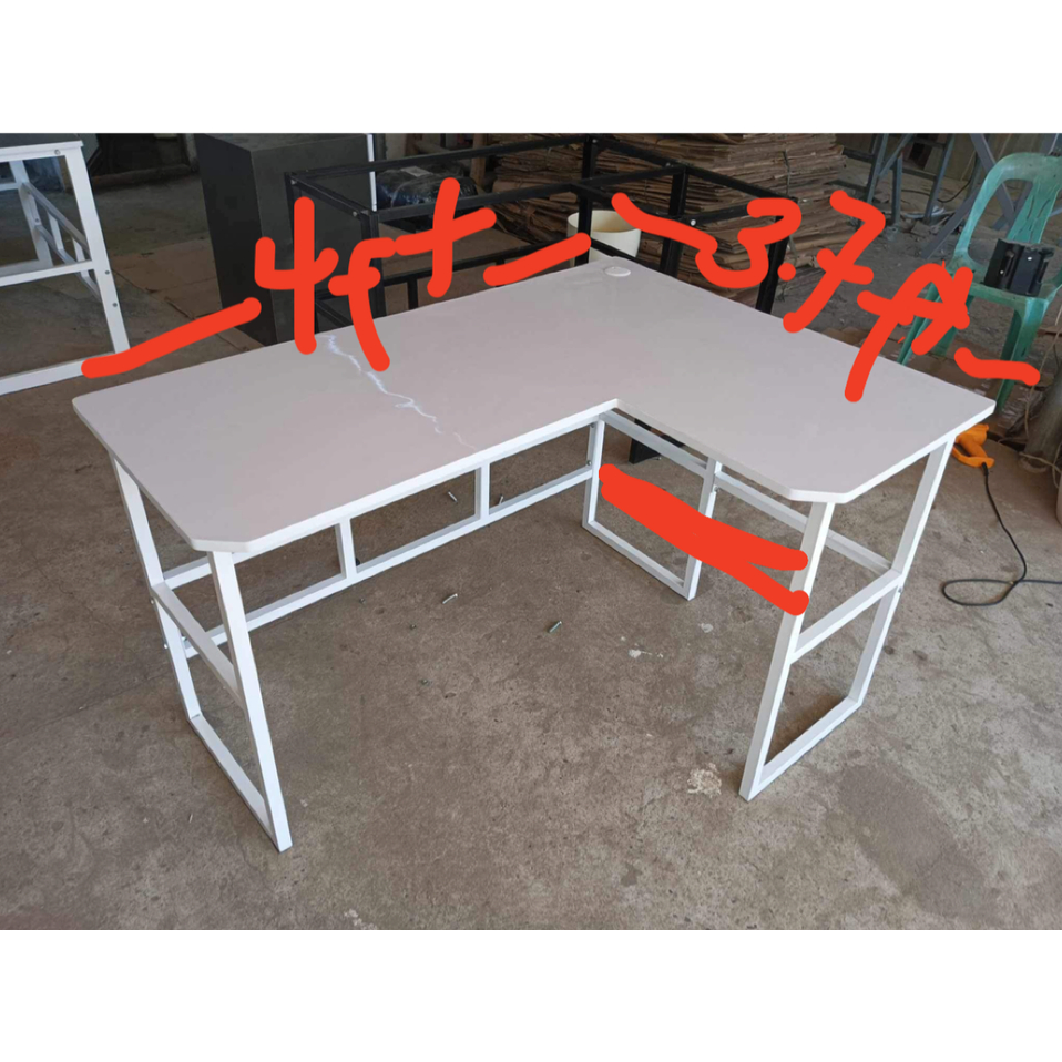 CUSTOMIZE 4FT X 3.7FT L-TYPE COMPUTER TABLE WITH UNDERSHELF | Shopee ...