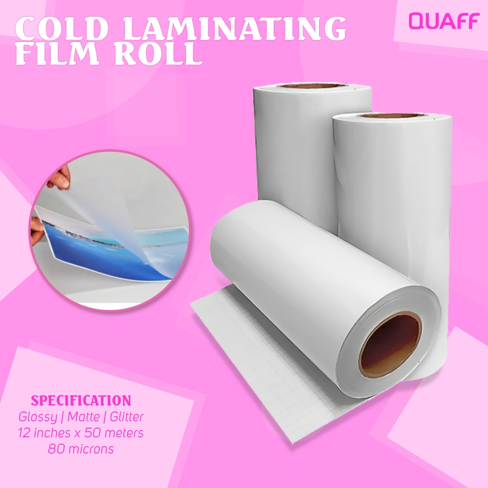 1roll QUAFF Cold Laminating Film Roll 12 In x 50M Matte Glossy ...