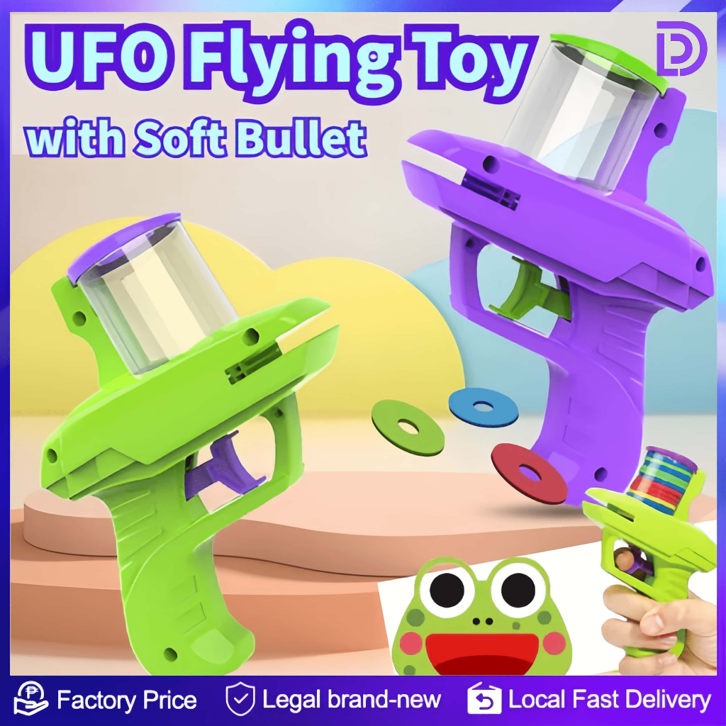 UFO Flying Saucer Toy Carrot Gun with Soft Bullet Mini Flying Disc Toy ...