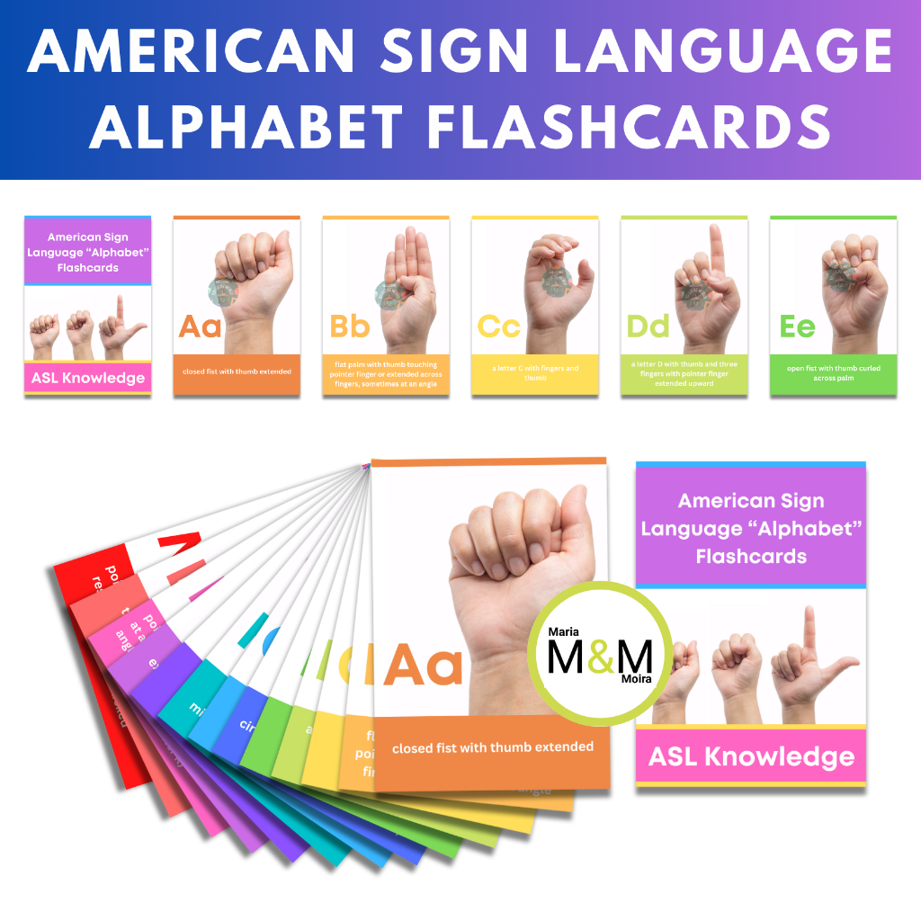 ASL ALPHABET AND NUMBERS SIGN LANGUAGE HANDSHAPE KNOWLEDGE FLASHCARDS ...