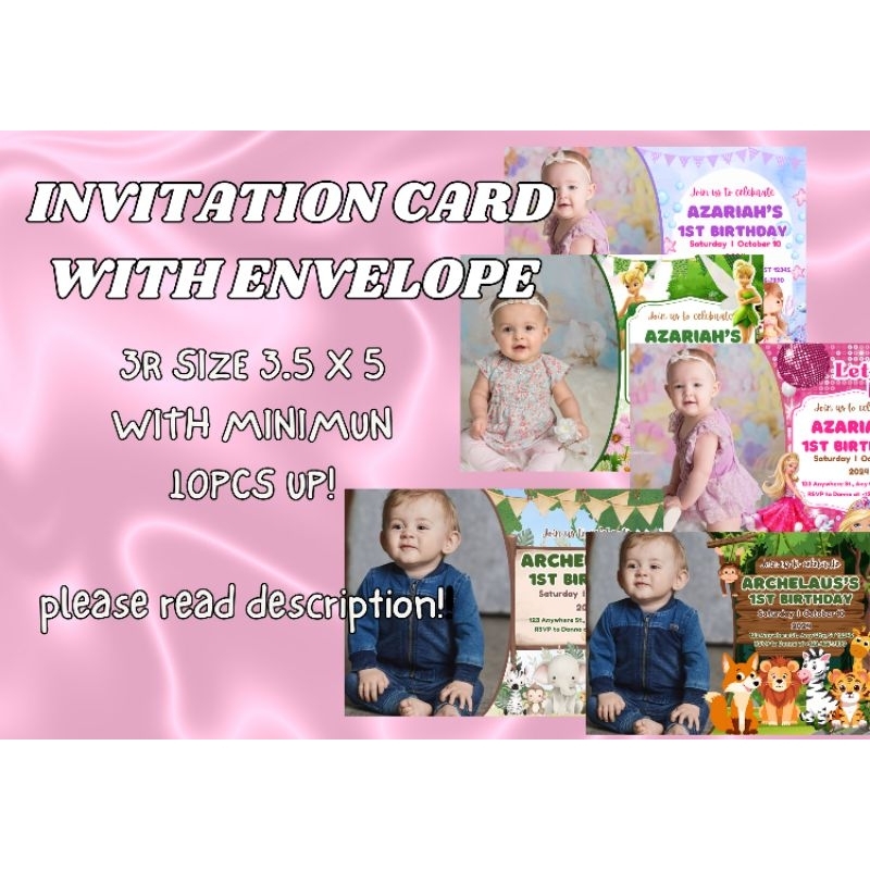 Customized Invitations Card for Birthday/christening/events 3r size ...