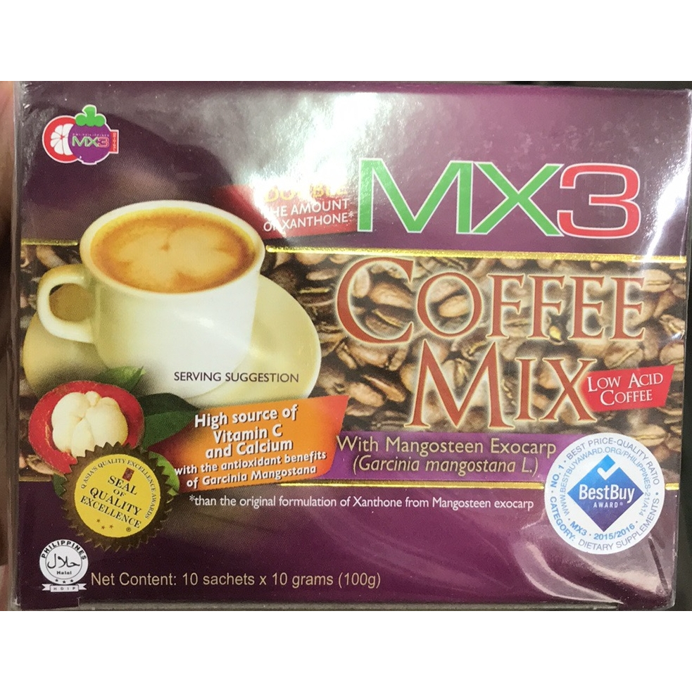 Mx3 coffee mix (Low Acid coffee) w/Mangosteen Exocarp (10's) | Shopee ...