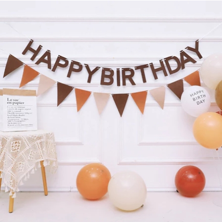 Brown Happy Birthday Banner Retro Style For Birthday Party BackDrop ...