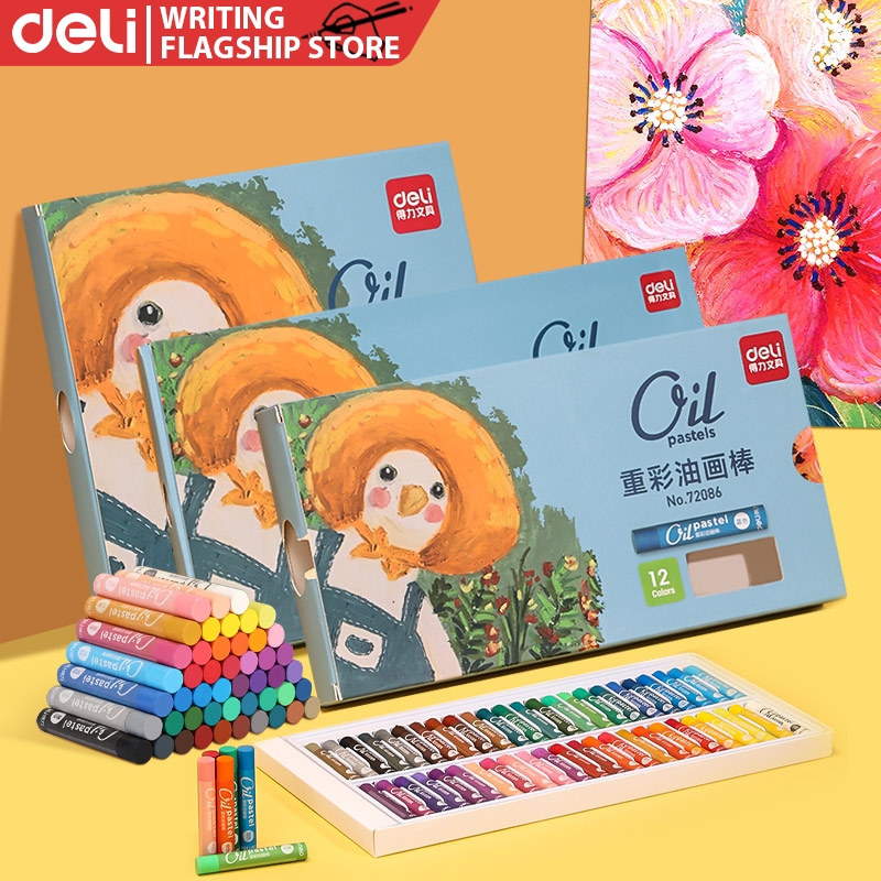 Deli Heavy Color Oil Pastels 12/24/48 Colors Art Painting Crayons Set ...
