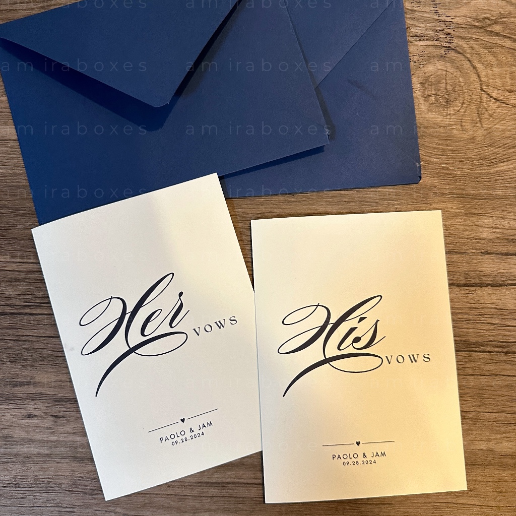 Personalized Wedding Vows Blank Booklet (with envelope) | HIS and HER ...