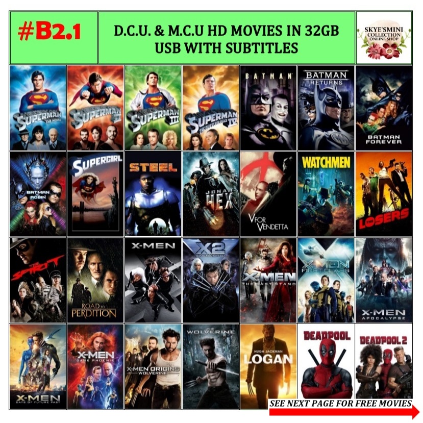 USB Flash Drive with Marvels-DC Movies (Subtitle Included) B21 | Shopee ...