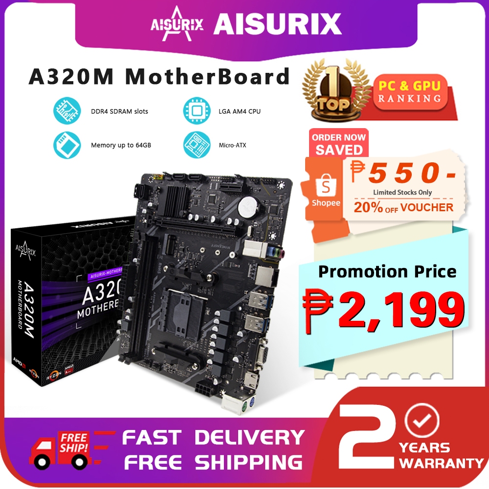 AISURIX A320M Motherboard ATX Support DDR4 Memory Socket AM4 Mobo SATA ...