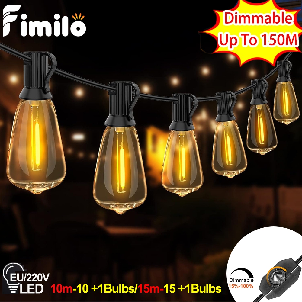 LED Outdoor String Lights Waterproof Dimmable Patio Lights Outdoor ...