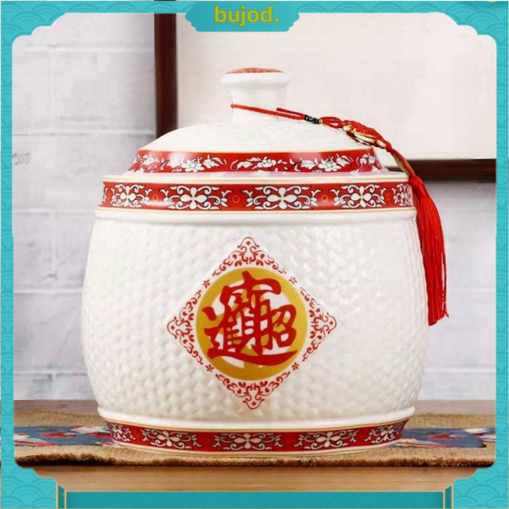 Jingdezhen ceramic 5/10 kg jar with cover sealed storage tank rice drum ...