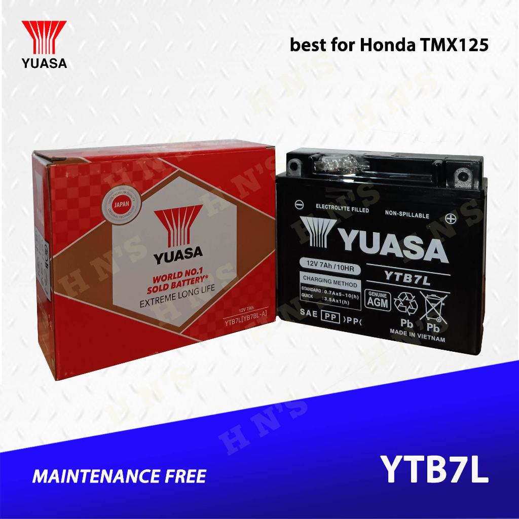 Yuasa YTB7L Maintenance Free Motorcycle Battery for Honda TMX125 Alpha ...