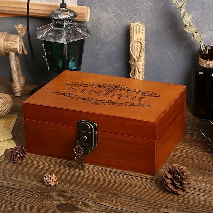 Wooden box Rectangular storage box Creative custom-made wooden box with ...