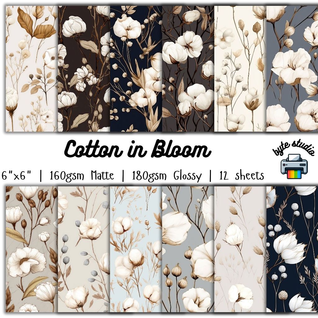 12 Sheets Cotton in Bloom by byte studio | Cardstock Craft Paper Junk ...