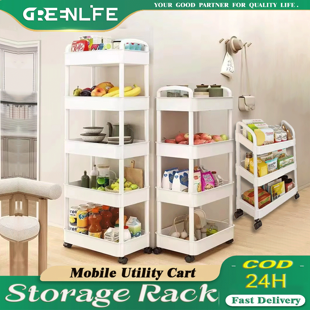 Organizer Rack Trolley Cart Moving Rack Kitchen Storage Shelf 3 Tier ...