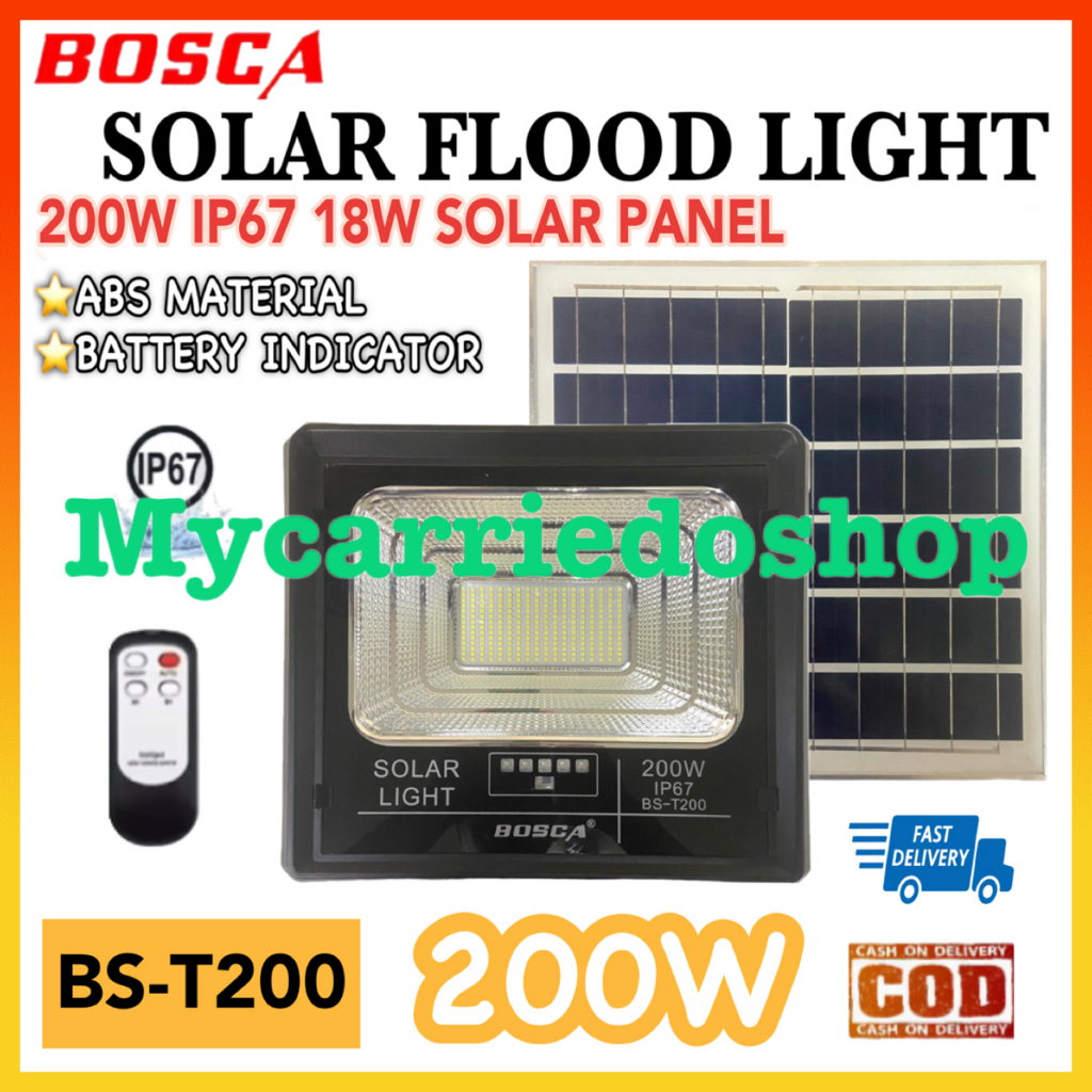 BOSCA BS-T200 200W Solar Flood Light Led Street Lamp IP67 Solar Panel ...