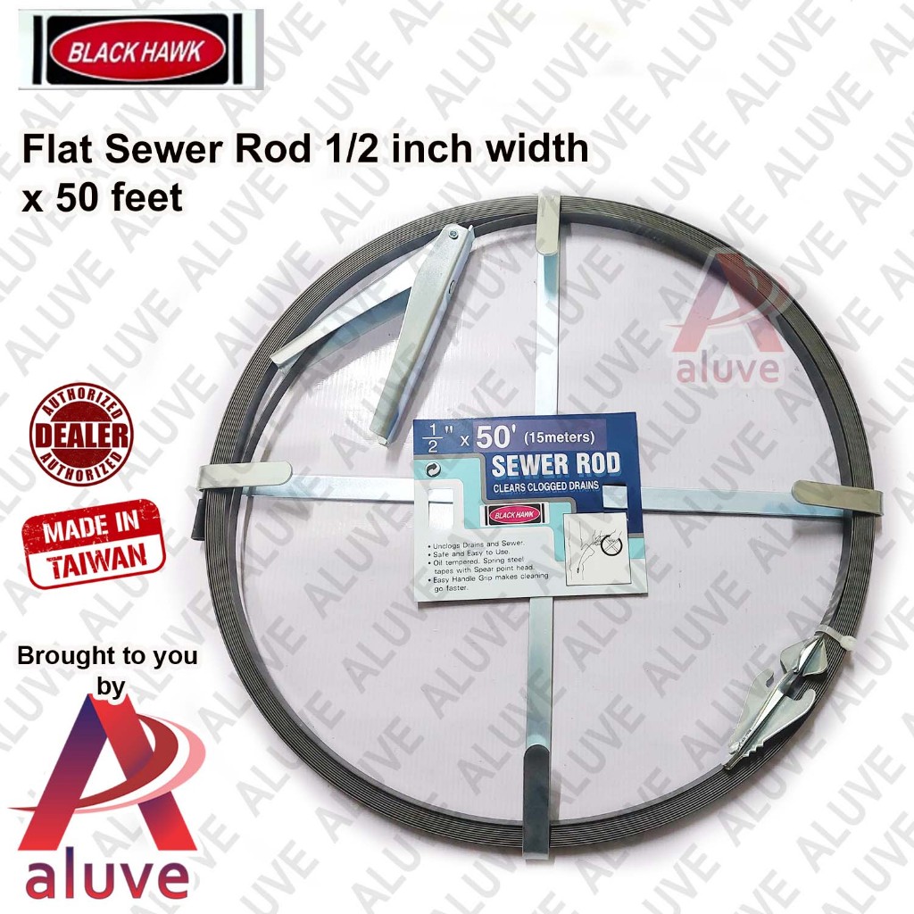 Flat Sewer Rod 1/2" x 1/16" x 50ft (15 meters) | Blackhawk clear ...