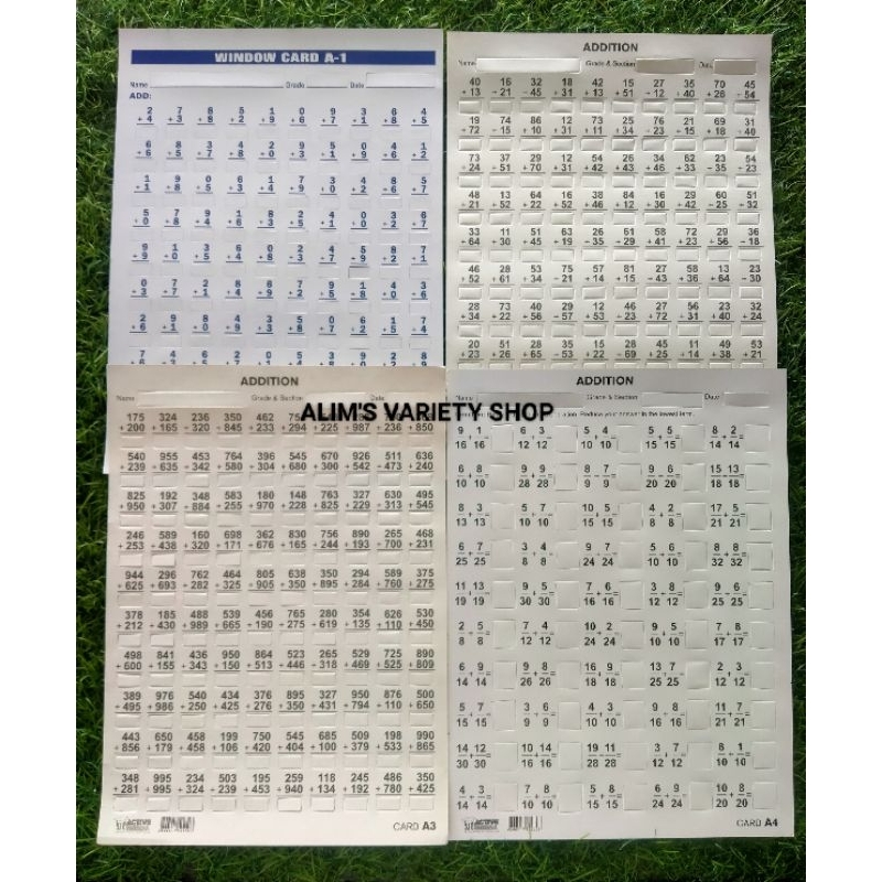 WINDOW CARD ADDITION 1-4 SET A1 A2 A3 A4 | Shopee Philippines