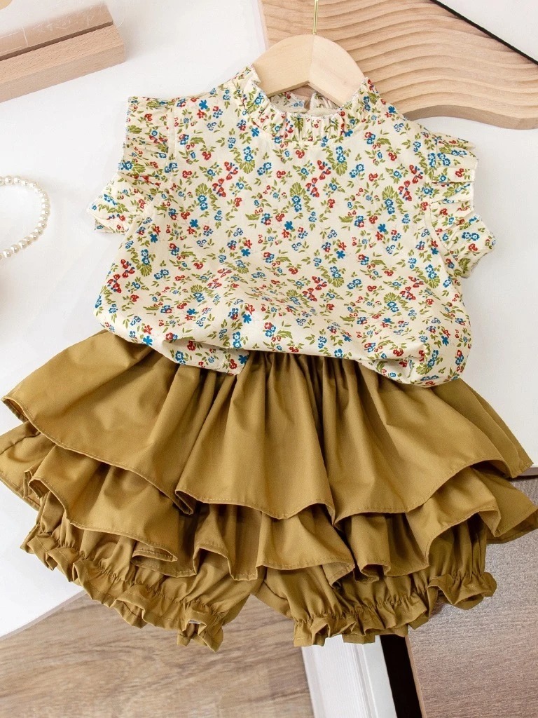 Incy Wincy Andrea Floral Sleeveless Top & Princess Skirt Set for Girls ...