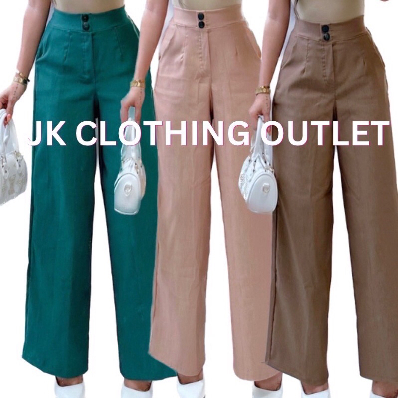 JK - kharen’s- REGULAR BUTTONS WIDELEG HIGHWAIST TROUSER PANTS REGULAR ...