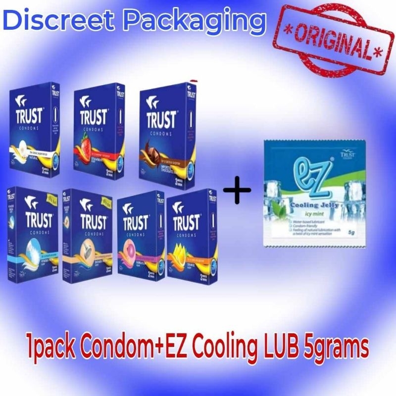 Trust Condom ( All variants of choice)+ Ez Mint 5g Lubricant (Discreet ...