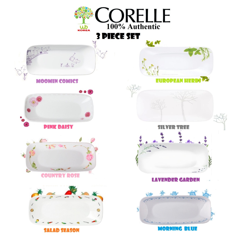 CORELLE Fish Plate 26.7cm x 12.2cm 3 Piece Set | Shopee Philippines