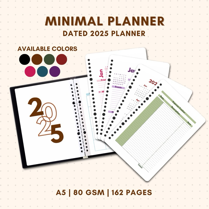 2025 MINIMAL PLANNER JOURNAL | A5 Dated Journal | Student Planner | Ink ...