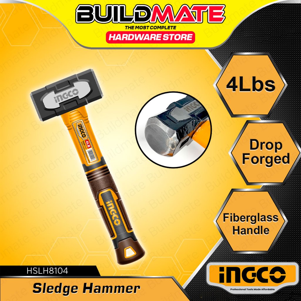 Buildmate x INGCO 4LBS Sledge Hammer Carbon Steel Drop-Forged with ...