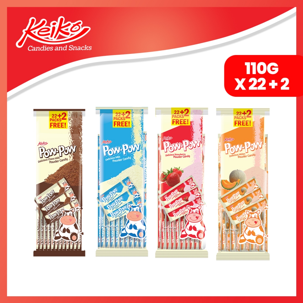 Keiko Pow-Pow Delicious Strawberry/Melon/Choco/Milk Powder Candy (22+2 ...