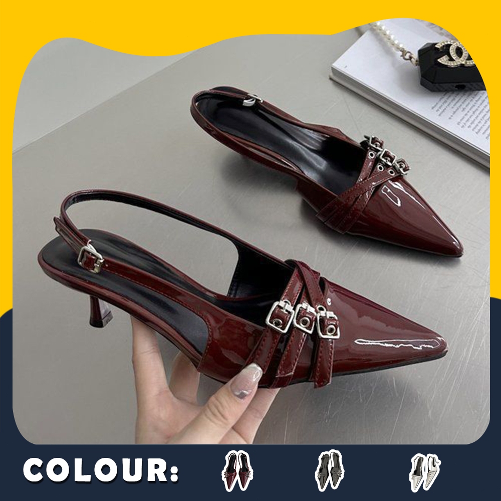 Stiletto Heels Women's Pointed Heel Patent Leather New Style Back Empty ...