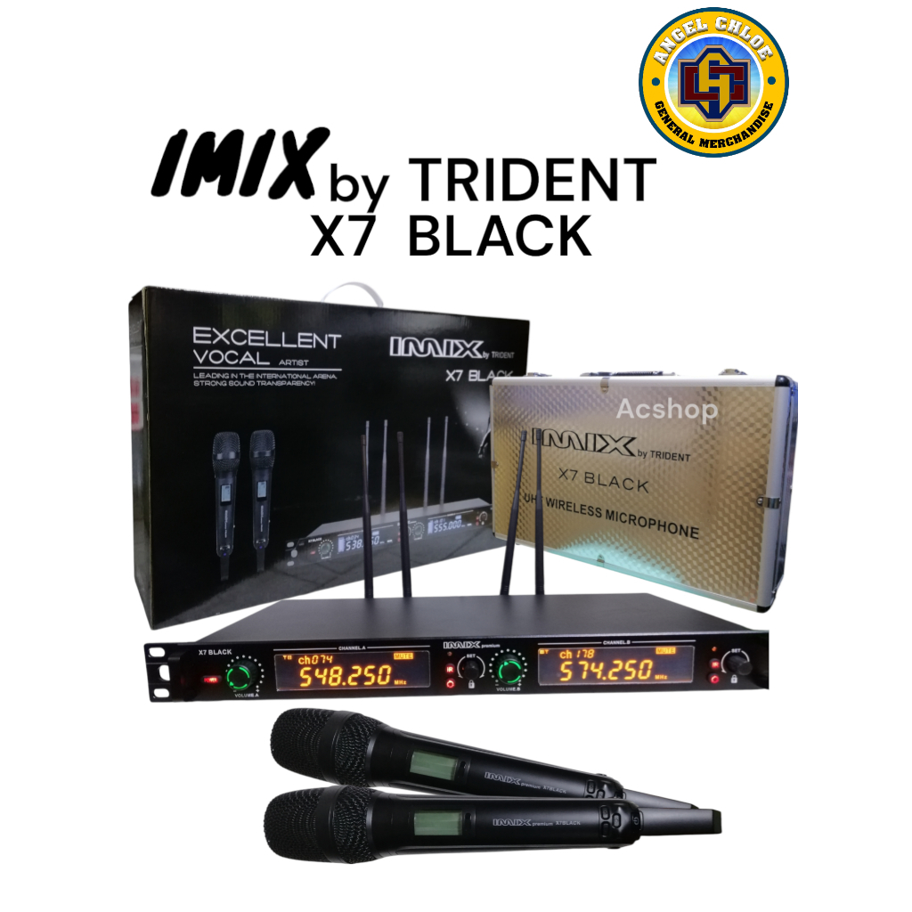 2024 IMIX by TRIDENT X7 BLACK Dual Wireless Mic with 4 Antenna 200M ...