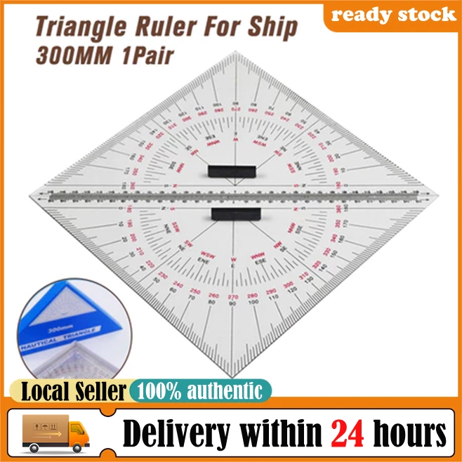 300mm Chart Drawing Triangle Ruler for Ship Drawing Nautical Protractor ...