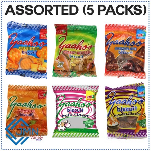 JM FG-0085 | 5 PACKS | Yaahoo Biscuit | Chocolate | Cheese | Orange | Peanut Butter | Mocha ...