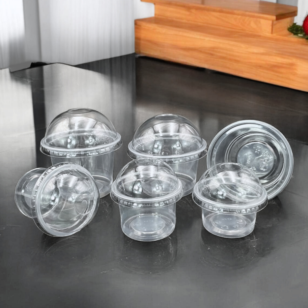 50pcs Clear Pudding Cup with Dome Lid Dessert Plastic Yogurt Cup 90ml ...
