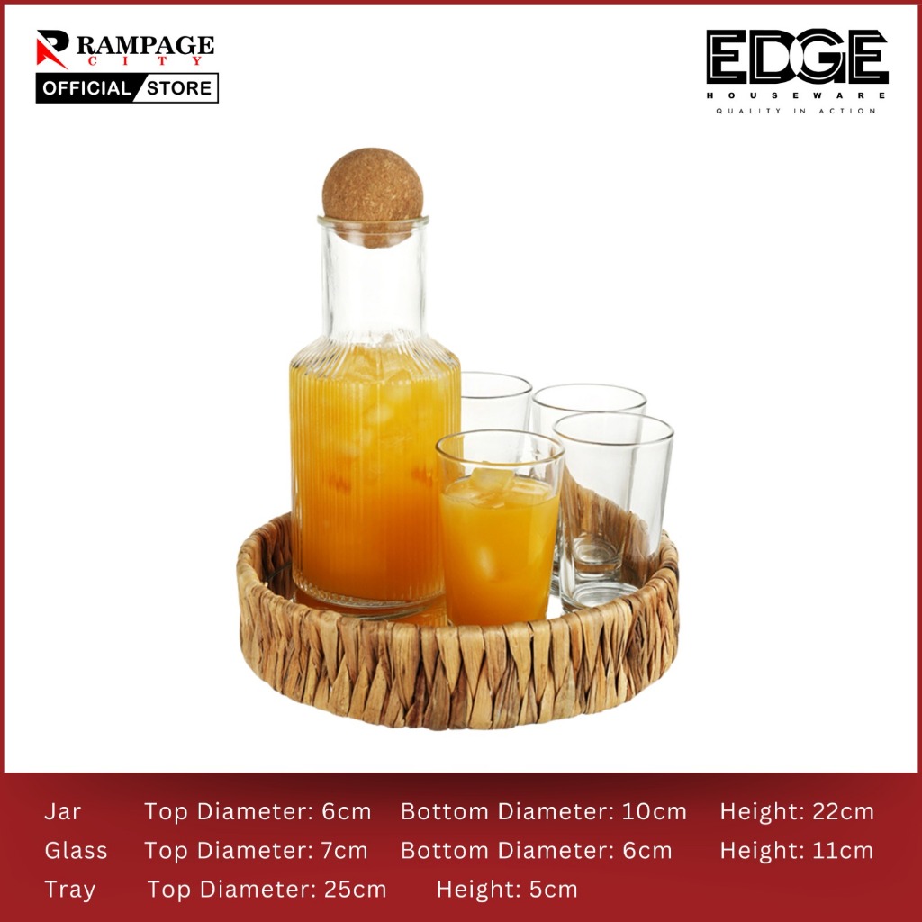 Edge Houseware 1 Liter Glass Pitcher With 4 Pieces Drinking Glass ...